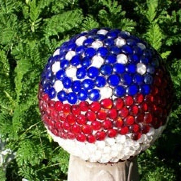 Patriotic Garden Ball Using a Bowling Ball | ThriftyFun