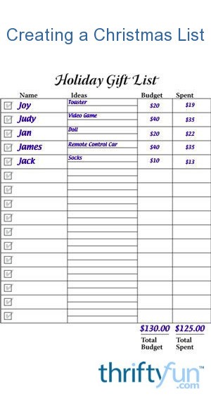 Creating A Christmas List ThriftyFun
