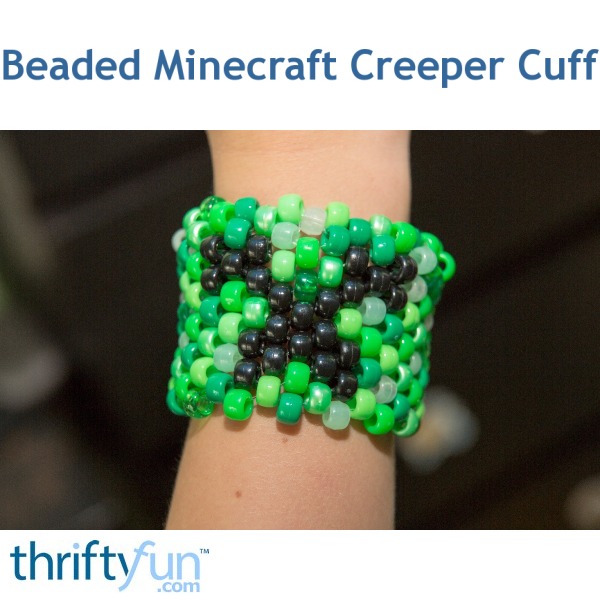 Beaded Minecraft Creeper Kandi Cuff | ThriftyFun