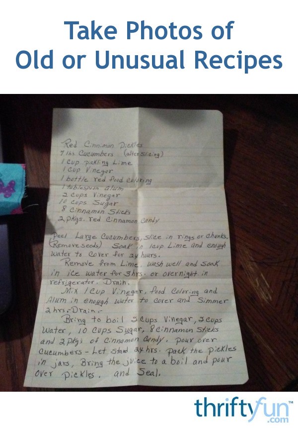 Take Photos of Old or Unusual Recipes | ThriftyFun