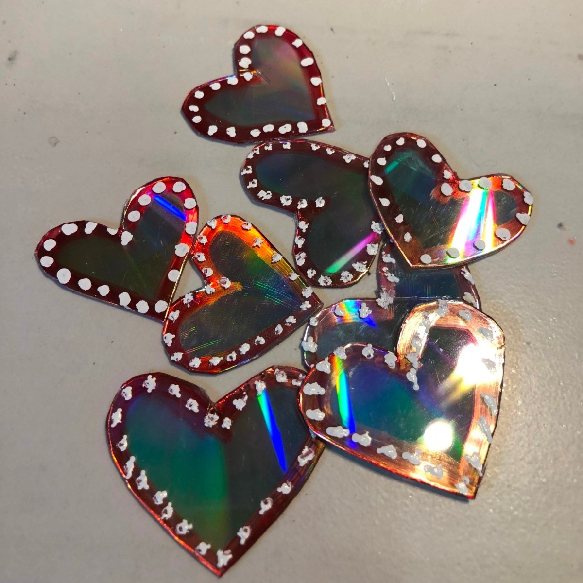Recycled CD Mirrored Hearts | ThriftyFun