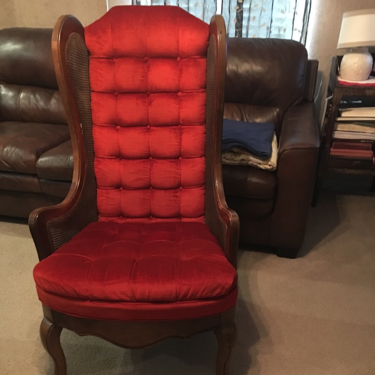 Identifying an Old Upholstered Wingback Chair with Cane Sides? | ThriftyFun